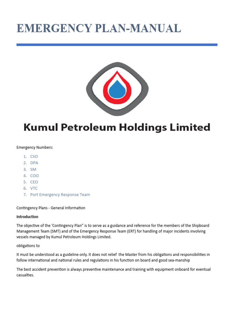 Ship Emergency Response Plan Guide | PDF