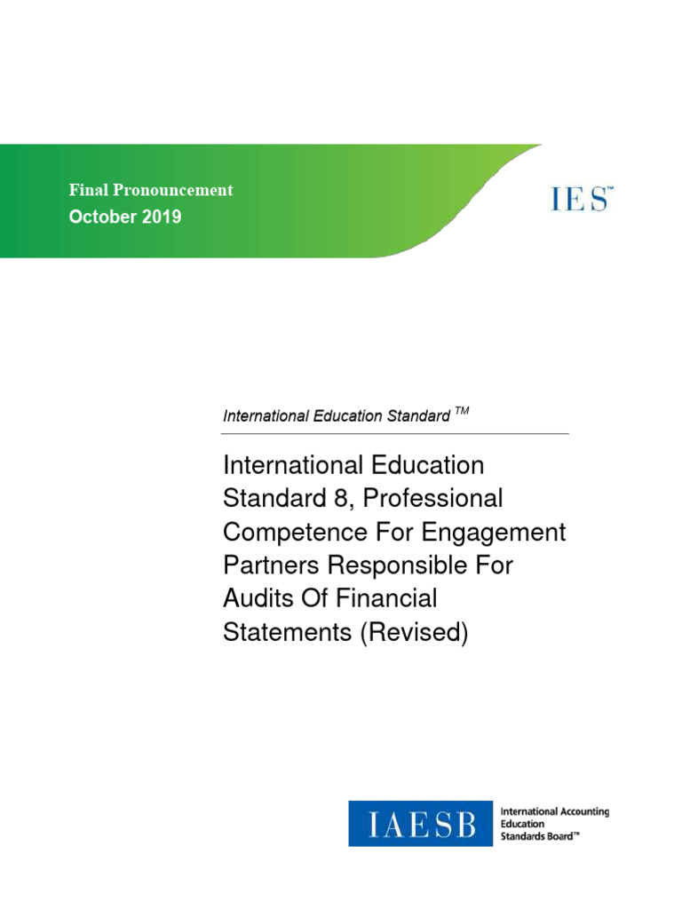 IAESB IES 8 Professional Competence For Engagement Partners | PDF