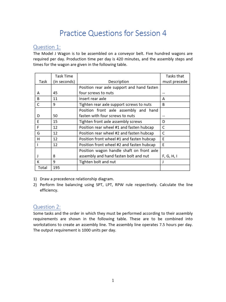 Practice Questions For Session 4 | PDF