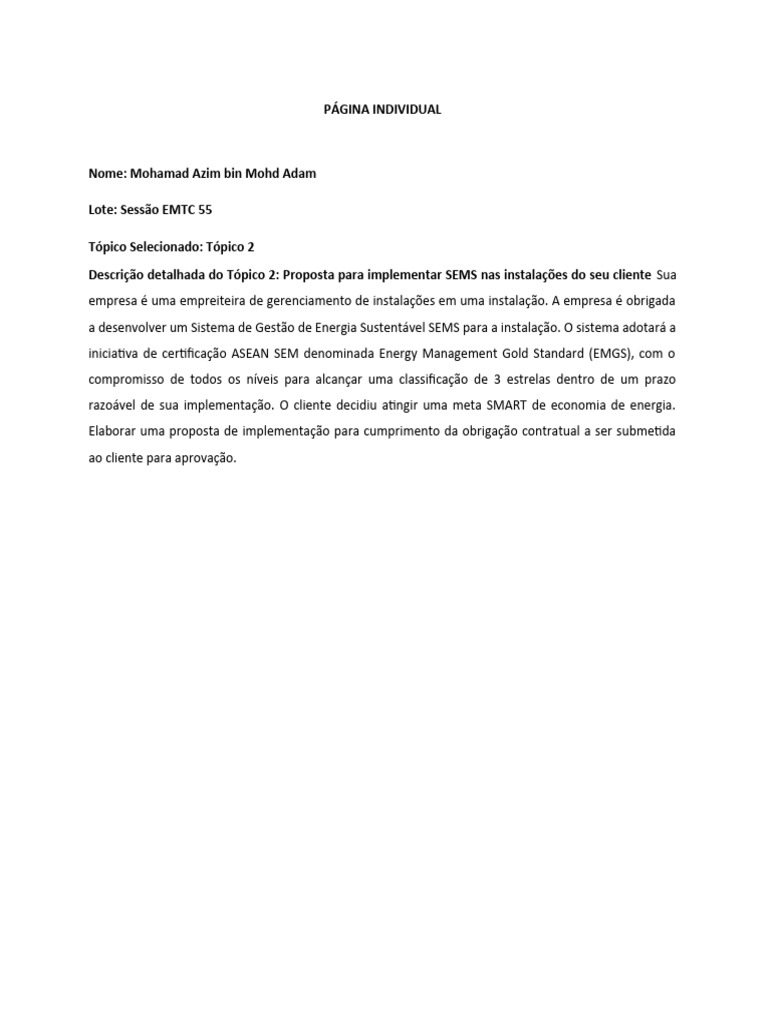Relatório Individual EMTC 55 (Mohamad Azim Bin Mohd Adam) | PDF ... Relatório Individual EMTC 55 (Mohamad Azim Bin Mohd Adam) | PDF ...