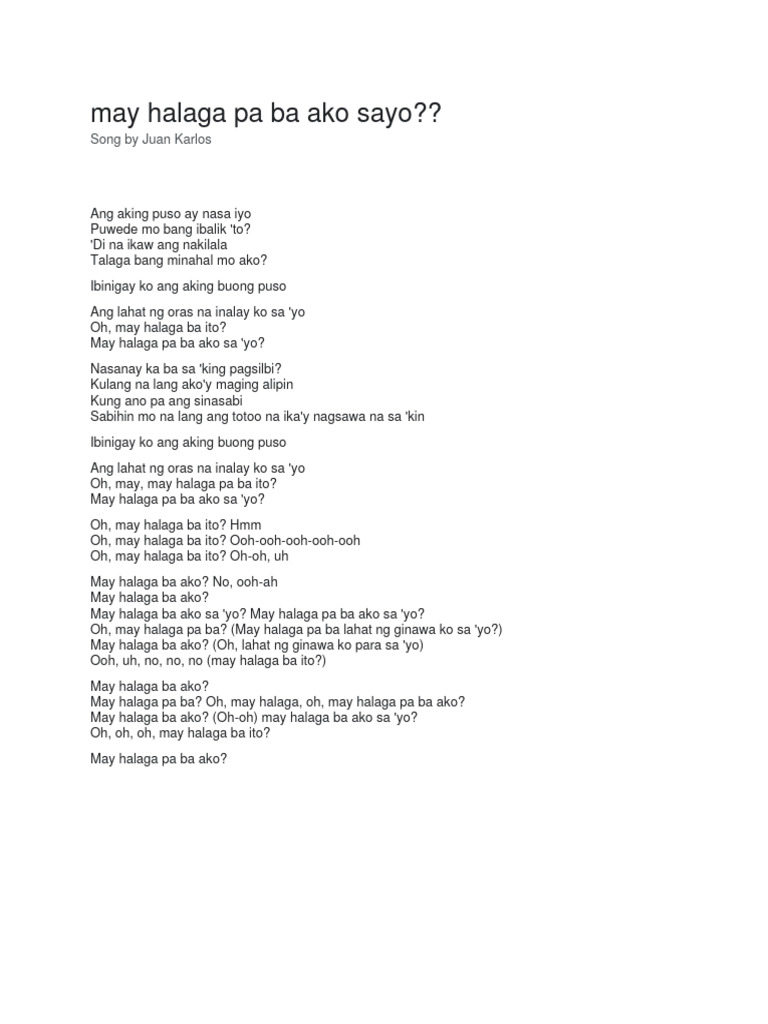 May Halaga Pa Ba Ako Sayo LYRICS | PDF