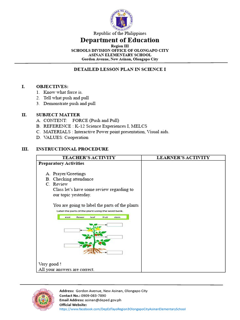 Detailed Lesson Plan in Science I | PDF