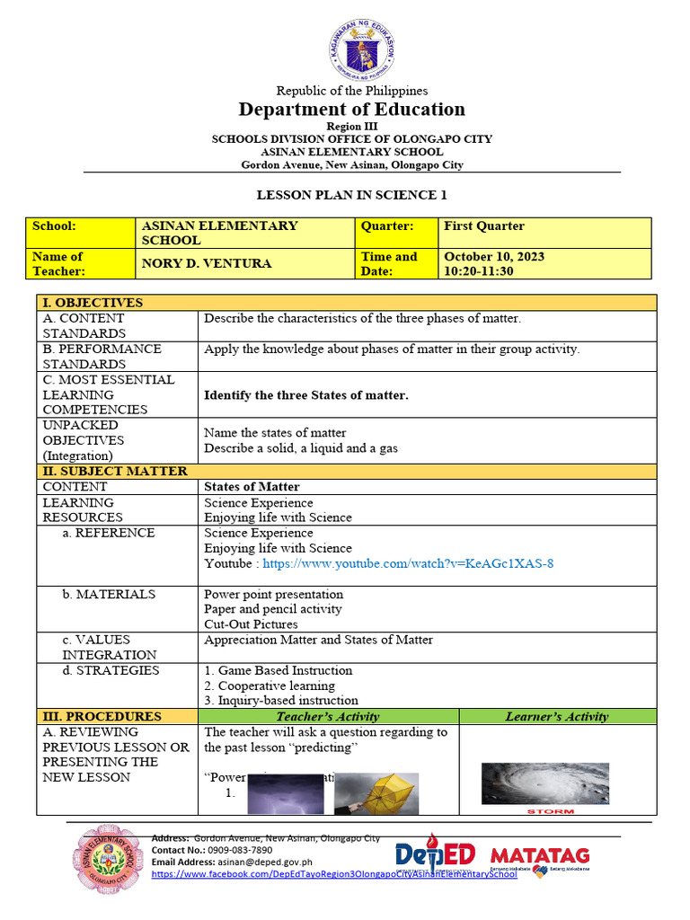 DLP Science Q1 - Cot | PDF