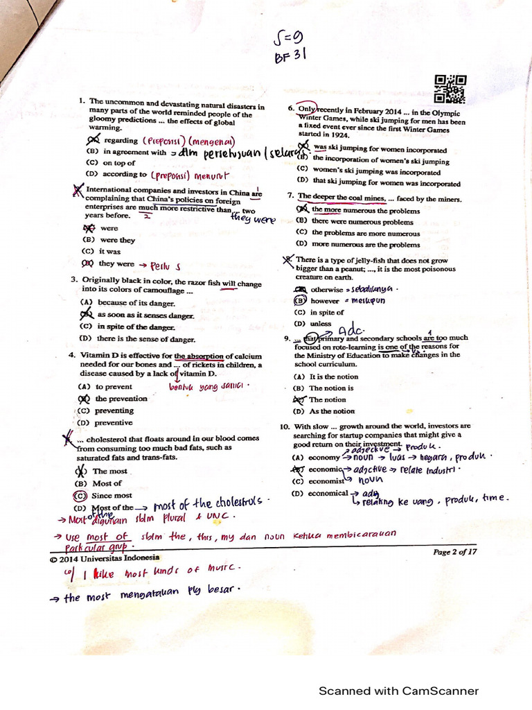 Pembahasan Soal Simak Bing 2014 | PDF