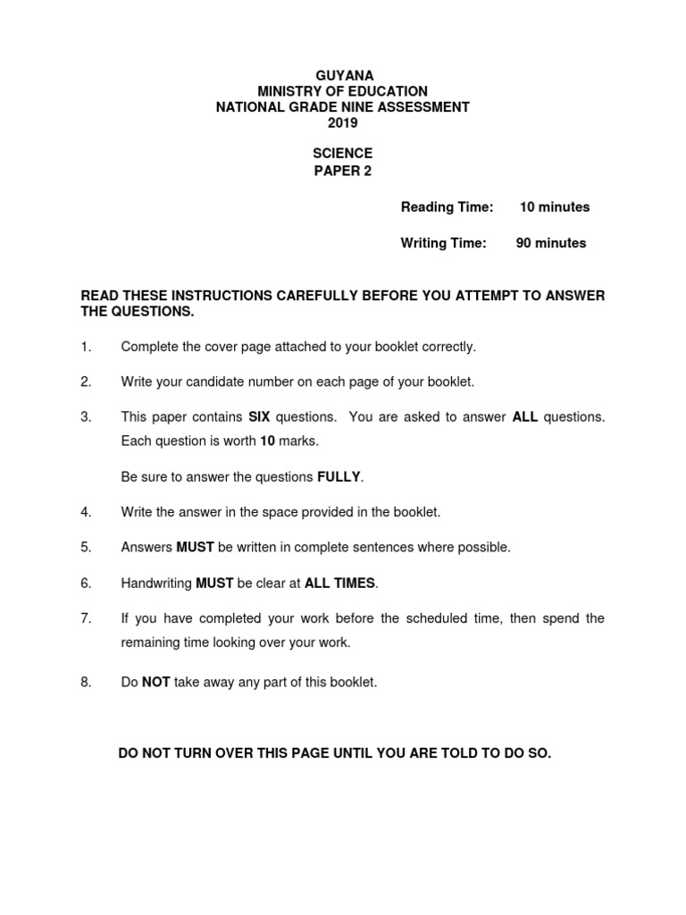 National Grade 9 Assessment 2019 Science P2 | PDF | Cement | Mill ...