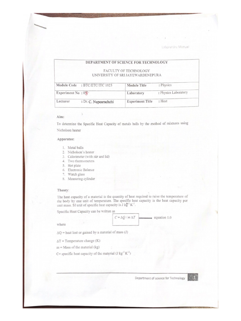 Department of Science For Technology | PDF