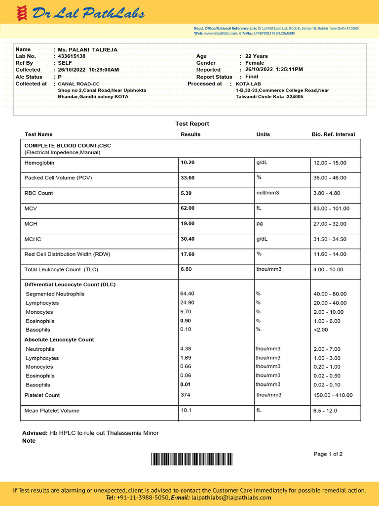 Pali - Test Reports 2 | PDF | White Blood Cell | Pathology