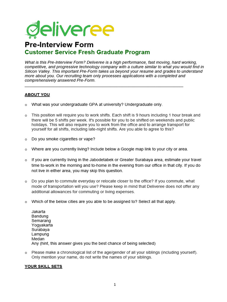 Pre-Interview CS Fresh Graduate Program | PDF