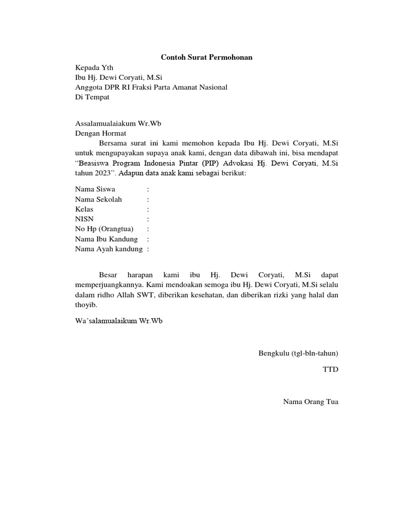 Contoh Surat Permohonan | PDF