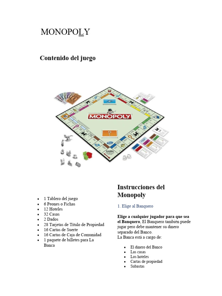 MONOPOLY Manual Instrucciones | PDF | Bancos
