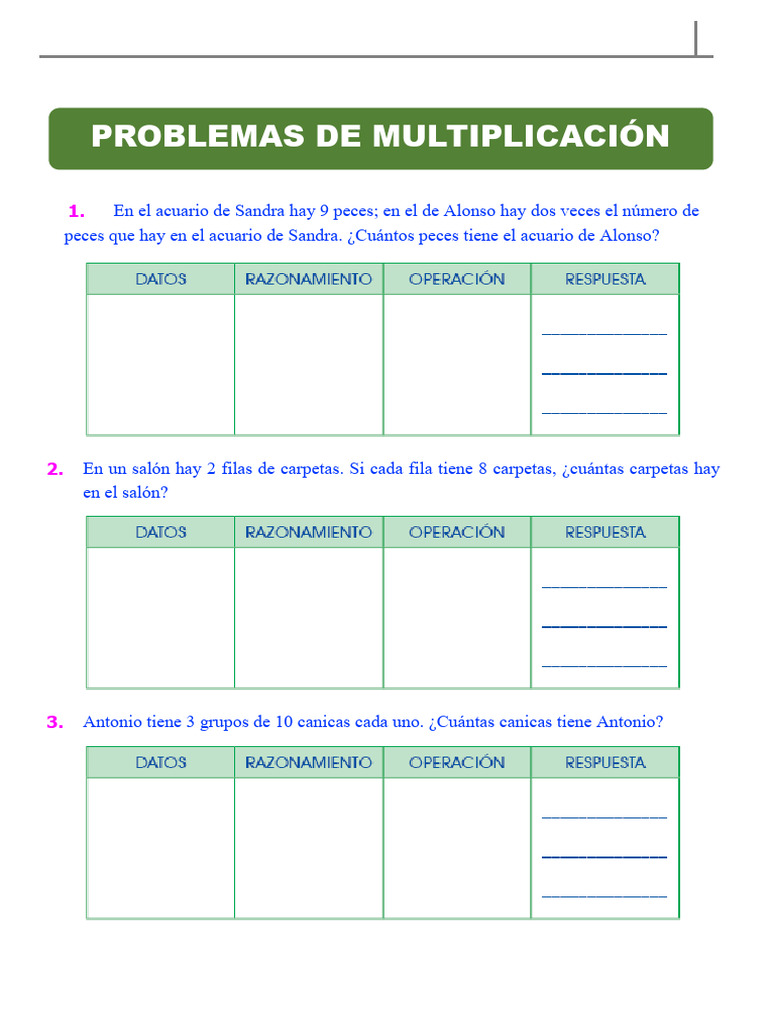 Problemas-de-Multiplicación-para-Segundo-Grado-de-Primaria | PDF