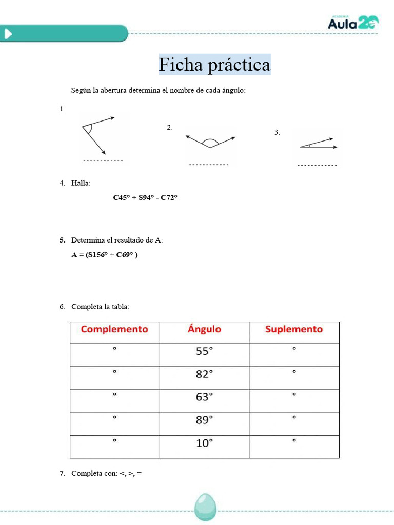 Ejercicios de Ángulos para 3° Primaria | PDF | Métodos y materiales de ...
