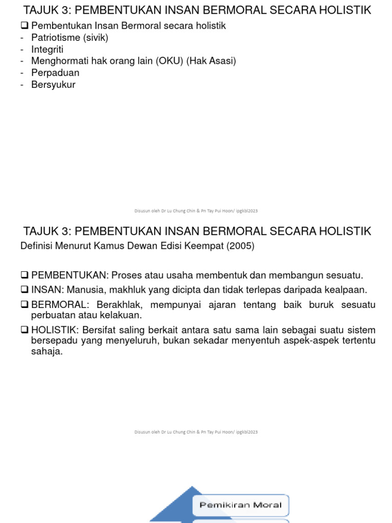 Tajuk 3 Pembentukan Insan Bermoral Secara Holistik | PDF
