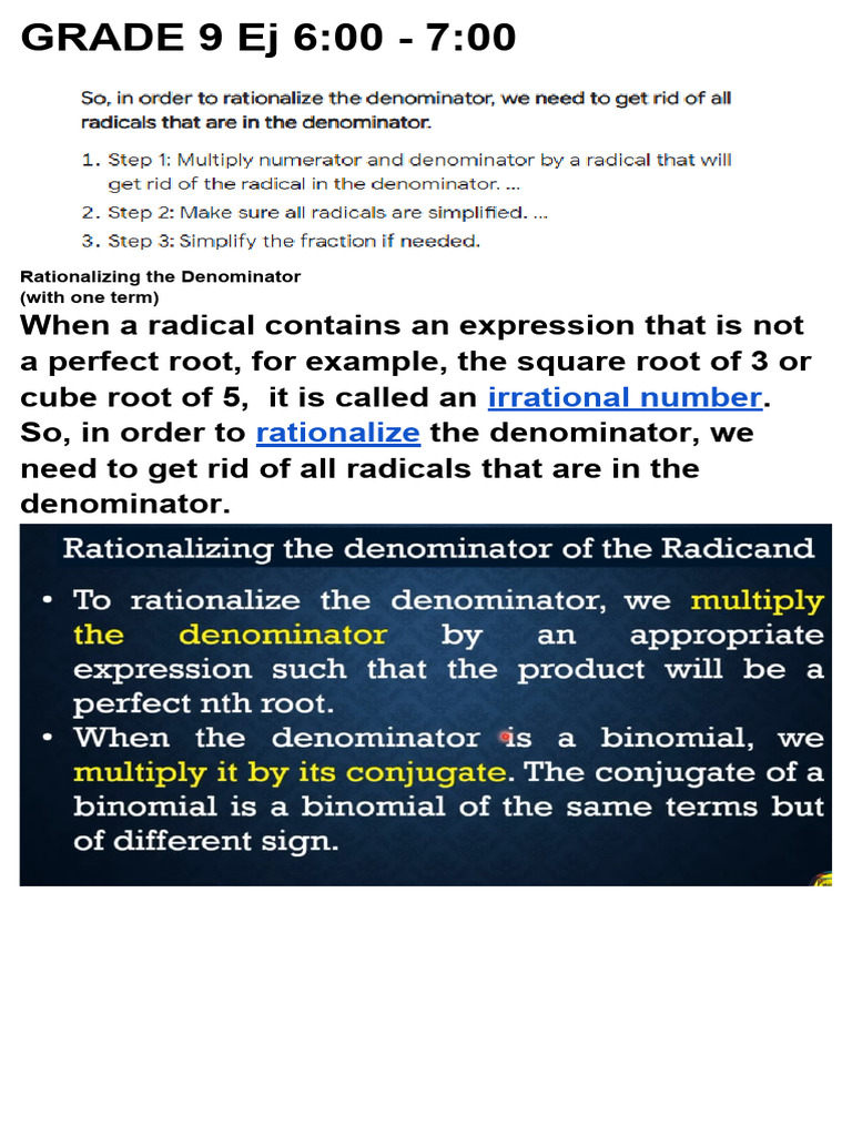 Irrational Number Rationalize: Rationalizing The Denominator (With One ...