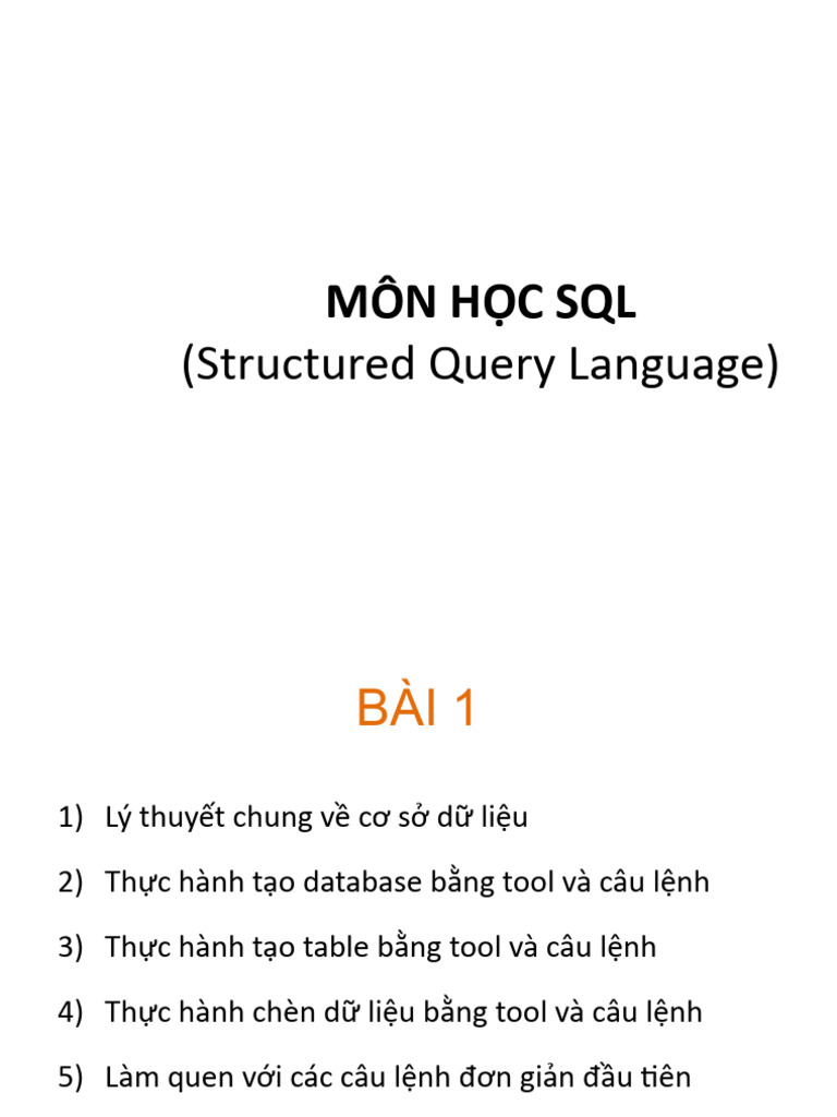 Bài giảng SQL 1 | PDF