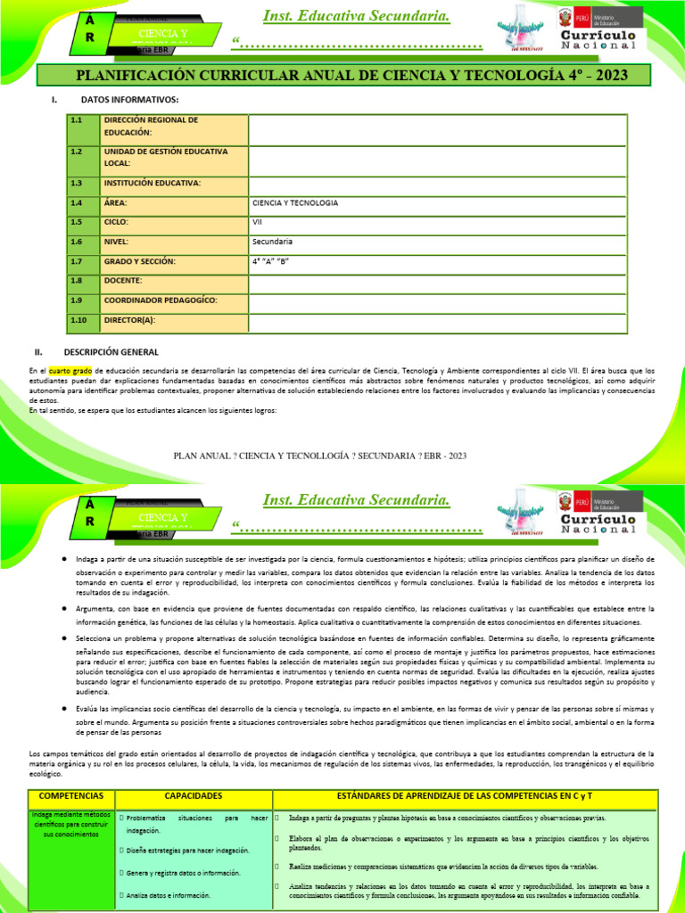 Plan Anual Cyt 4º | PDF | Organismos | Evolución