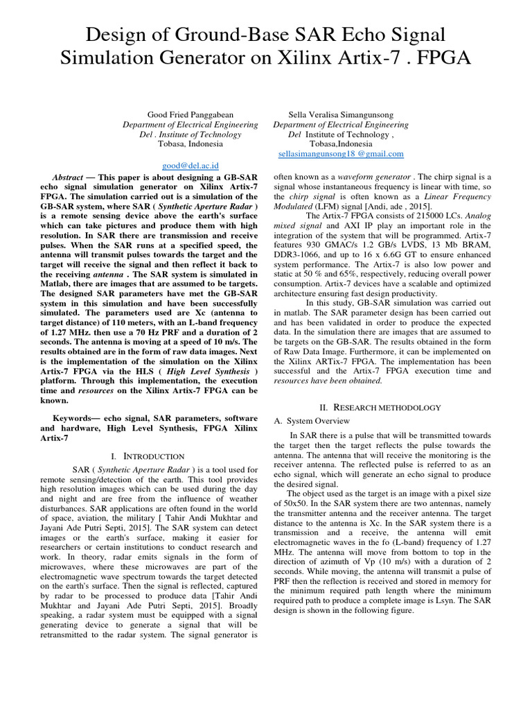 GB-SAR Echo Signal Simulation on FPGA | PDF | Computers