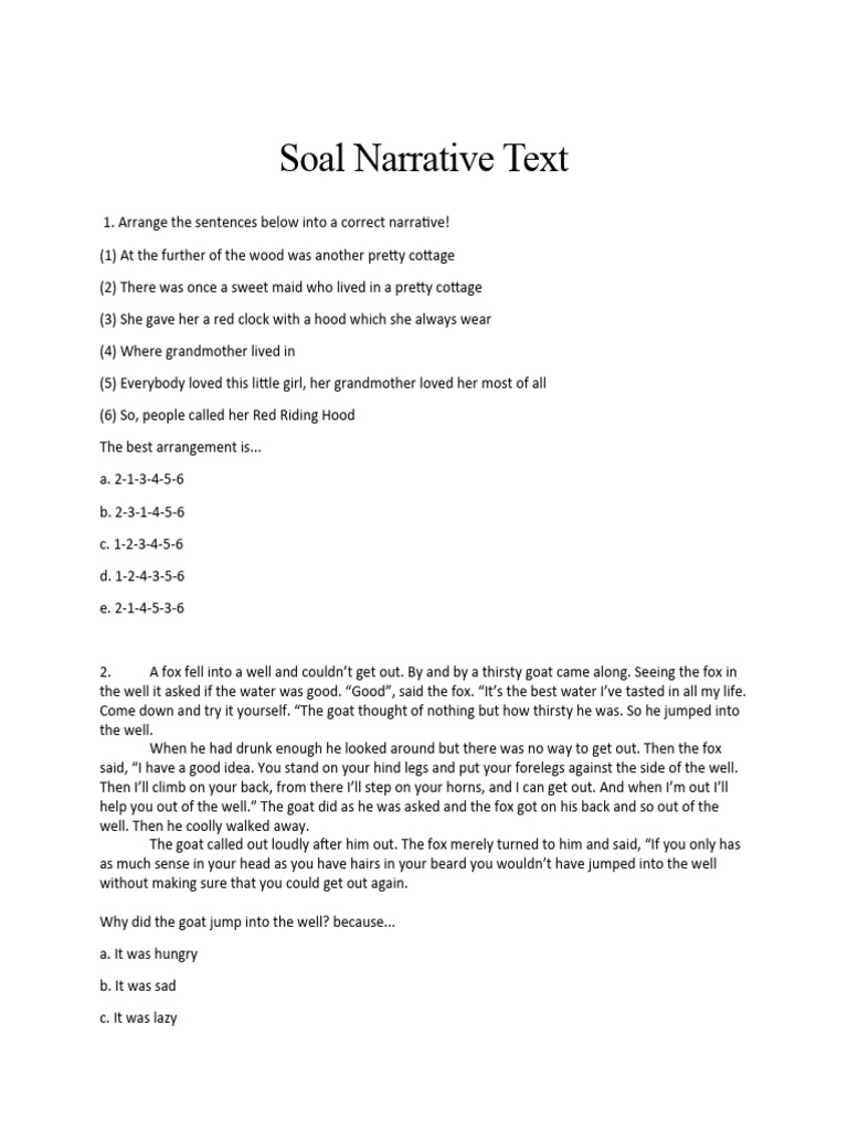 Soal Narrative Text | PDF | Peter Rabbit