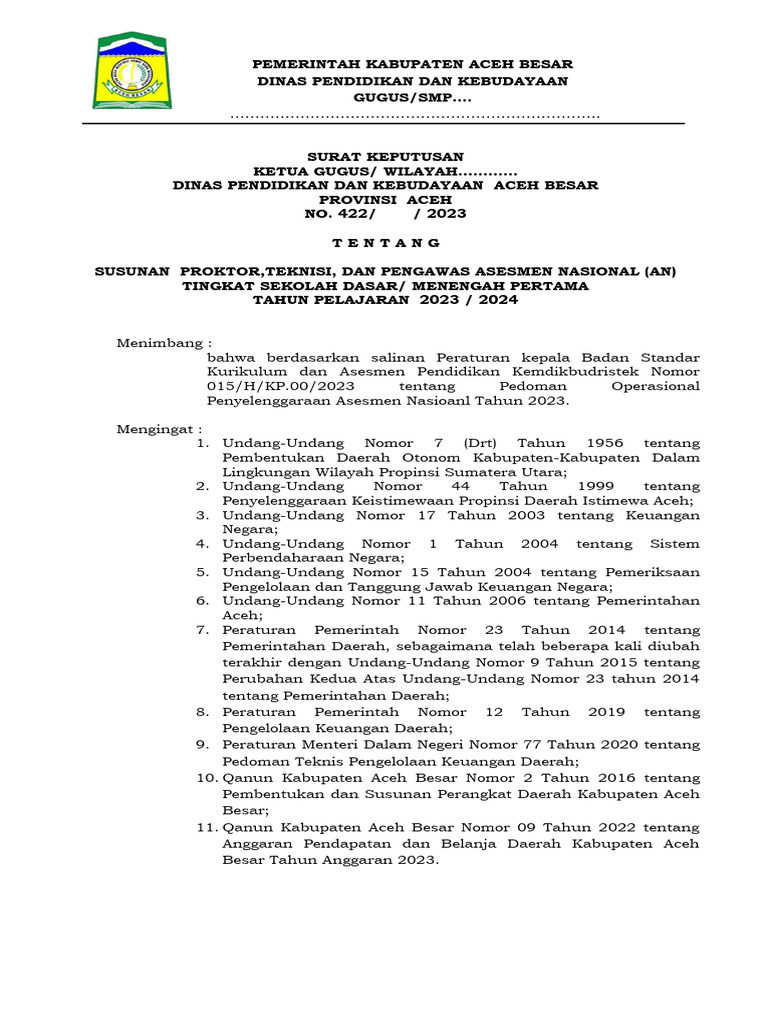 Sk-Proktor-Teknisi-Pengawas An - 2023 | PDF