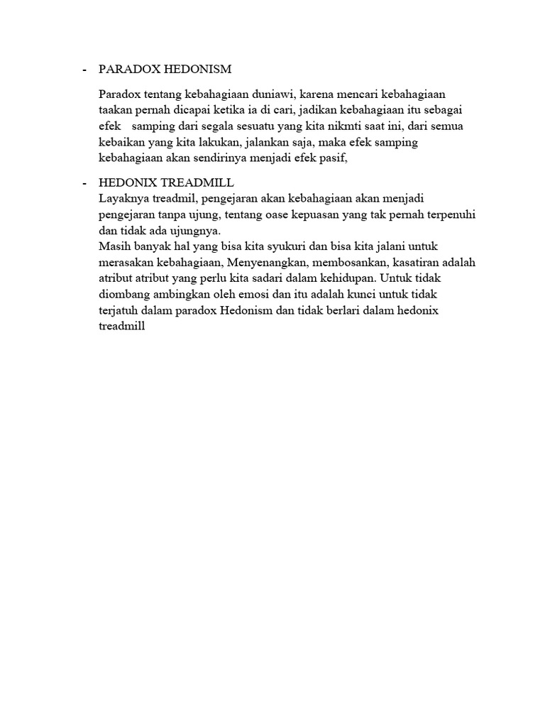 Paradox Hedonism Pdf Karier Perkembangan Pengembangan Diri