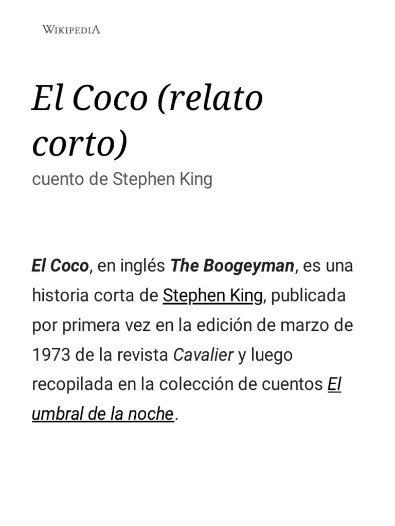 La historia de El Coco de Stephen King | PDF | Historia