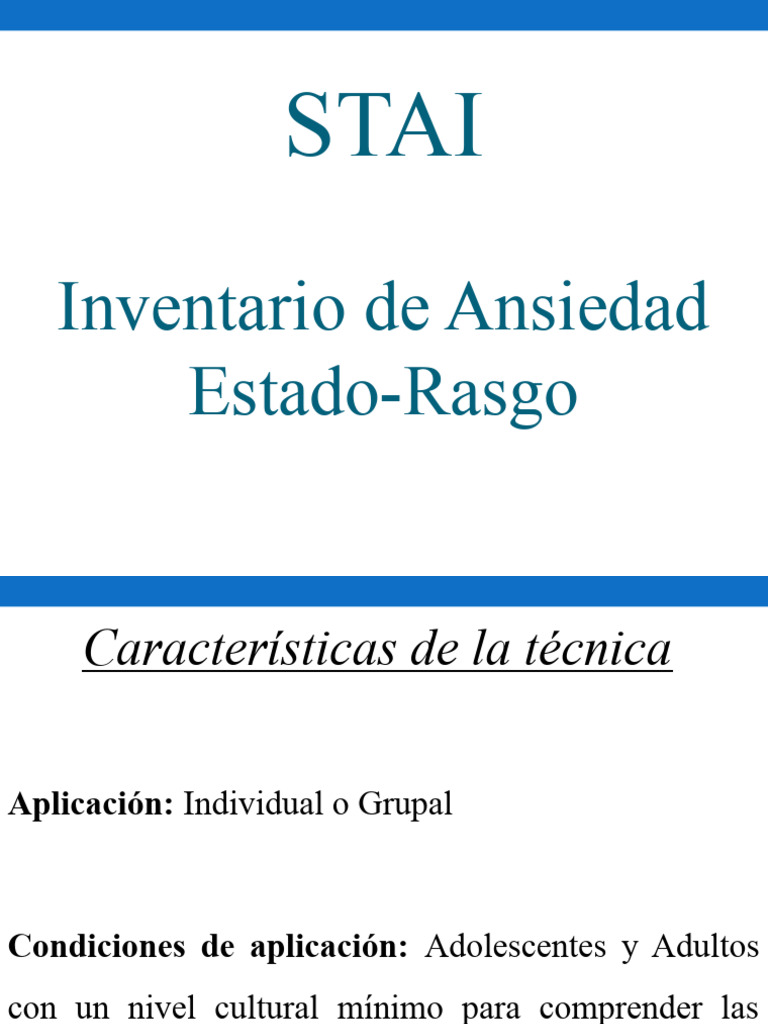 STAI Cuestionario de Ansiedad Estado-Rasgo | Descargar gratis PDF ...