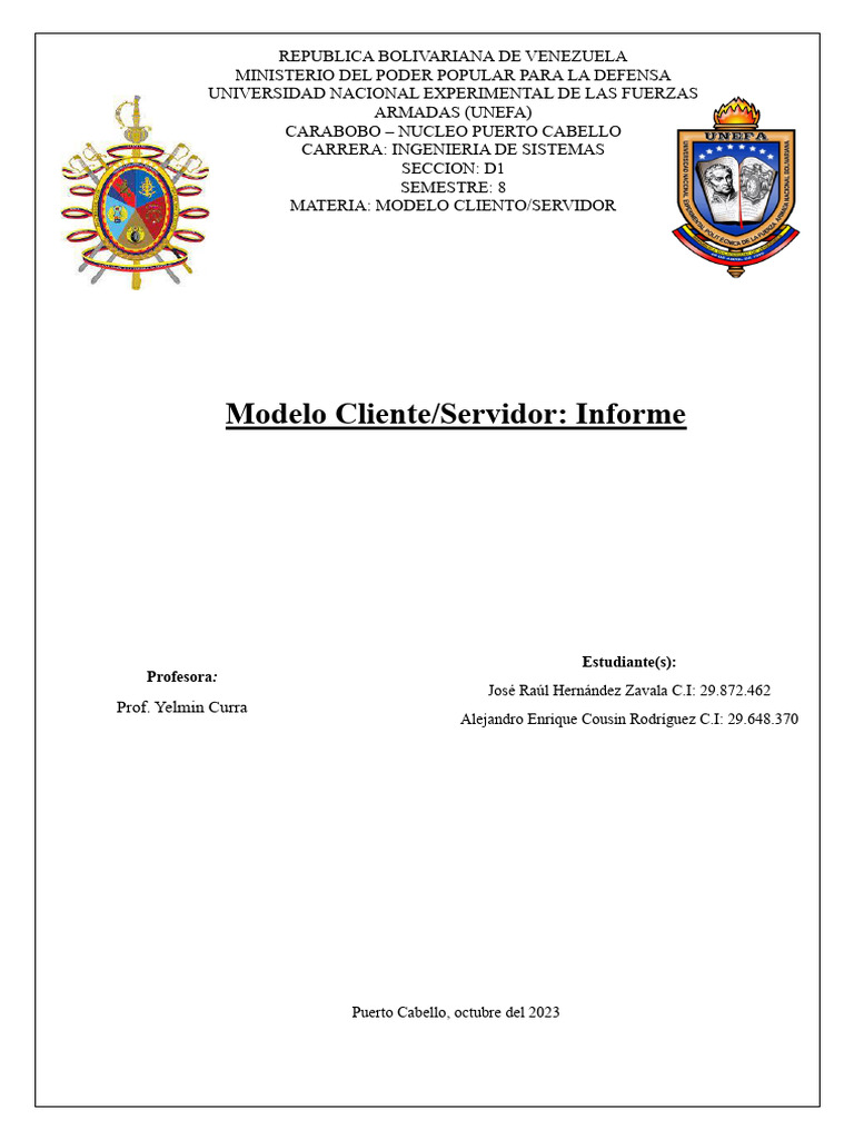 El Modelo Cliente Informe 12-10-2023 | PDF | Grupo de computadoras ...