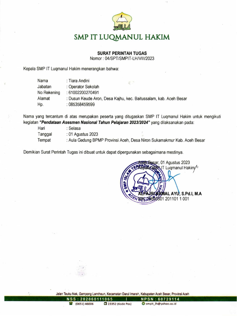 SPT - 2023-08-SMPIT - LH-SPT-04 - Surat Perintah Tugas Pendataan ...