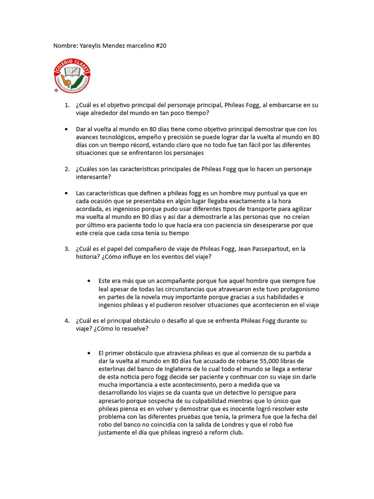 Examen de literatura3 | PDF | Al rededor del mundo en ochenta días