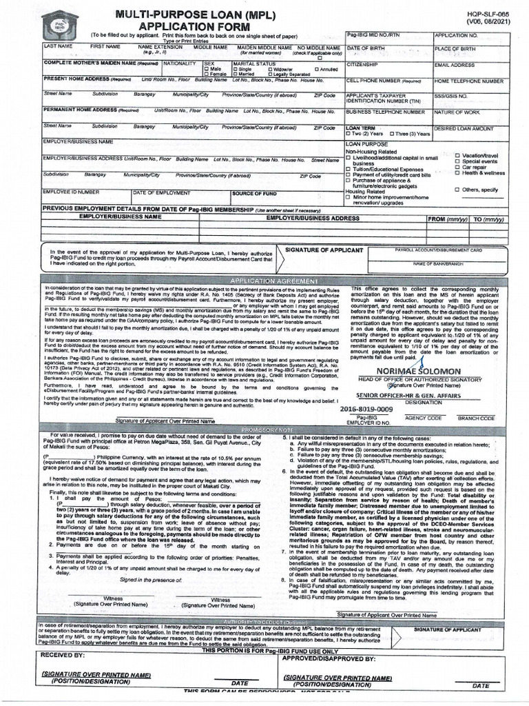 Pag Ibig MPL Loan | PDF