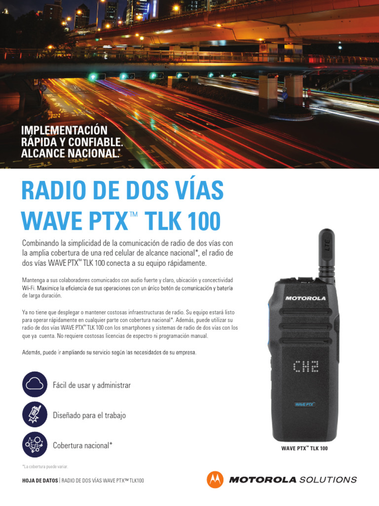 MOTL TLK100Radio Brochure ES | PDF | Smartphone | Radio