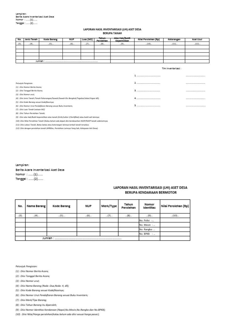Laporan Inventarisasi Aset Desa | PDF
