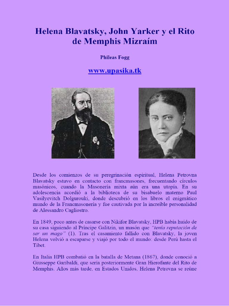 Helena Blavatsky y El Rito de Memphis Mizraím | PDF