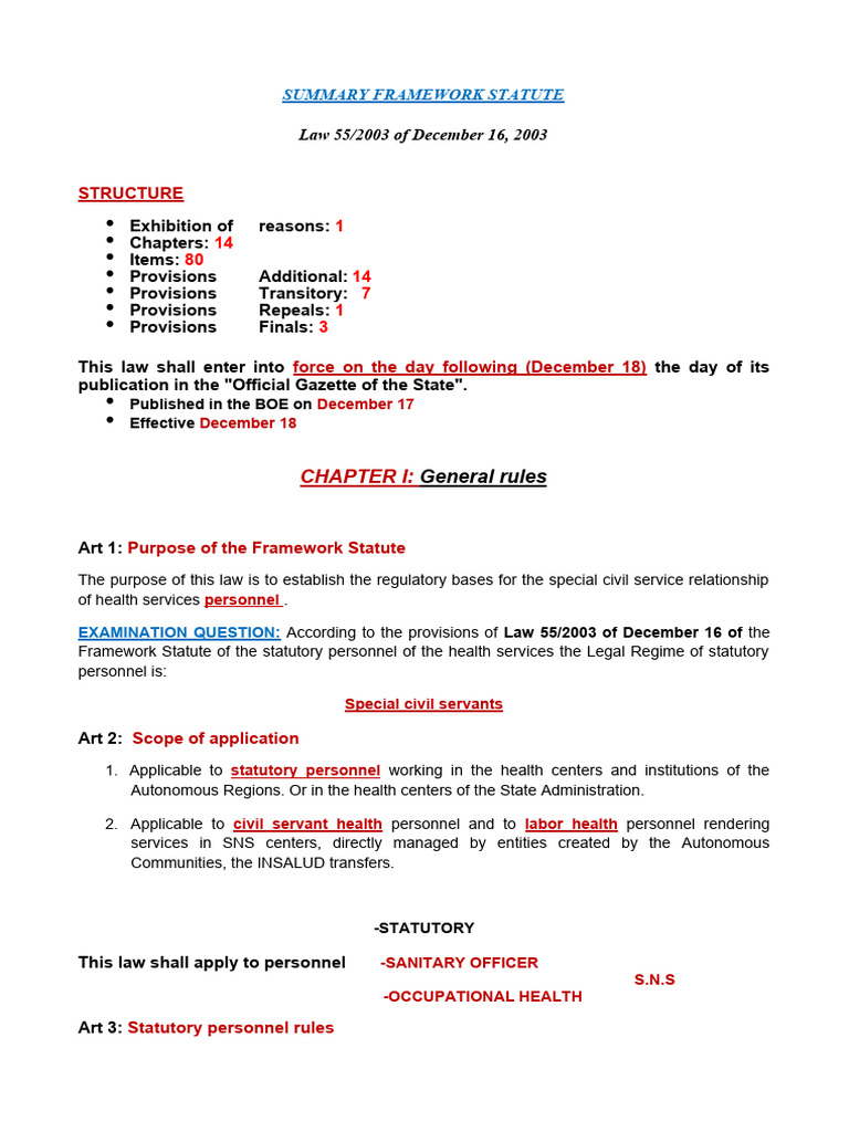 Summary Framework Statute | PDF | Academic Degree | Human Resources