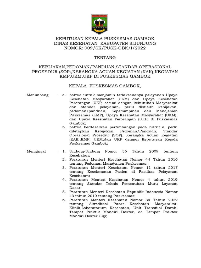 1.2.2.b SK PEDOMAN SOP | PDF