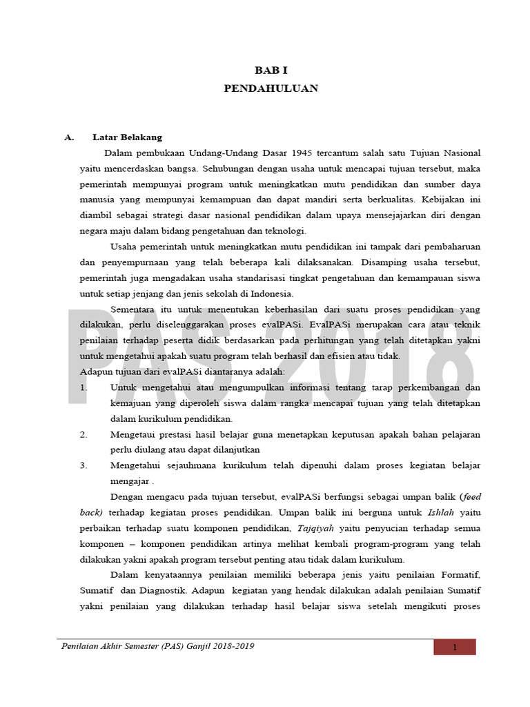 Program Kerja PAS Ganjil | PDF