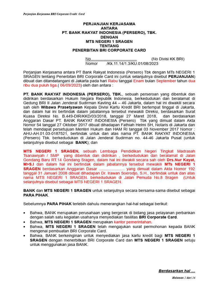 4. Draft Pks (Perjanjian Kerjasama) | PDF