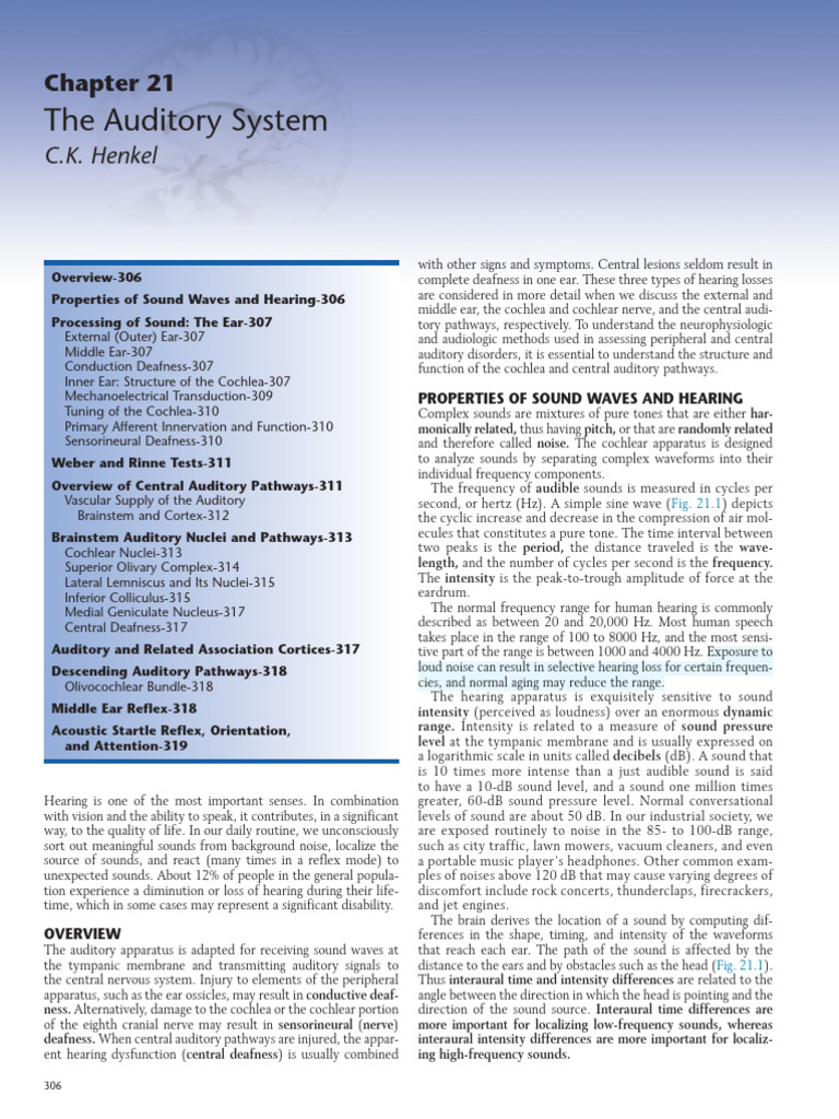 CHAPTER 21 The Auditory System | PDF | Ear | Auditory System