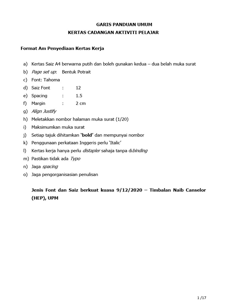 Template Kertas Kerja Penganjuran Program - 2022 | PDF