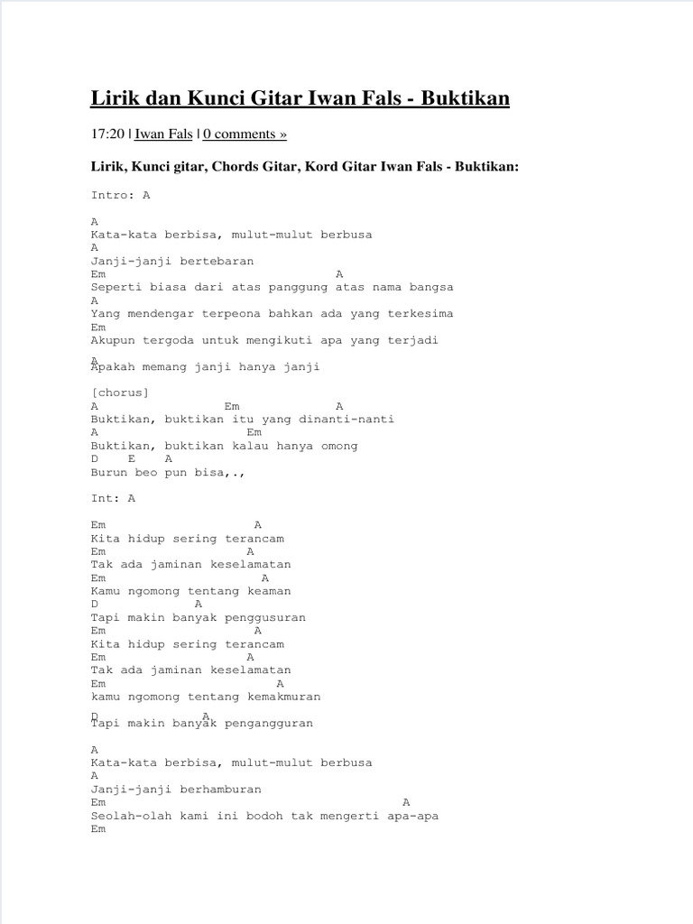 Iwan Fals Chord | PDF