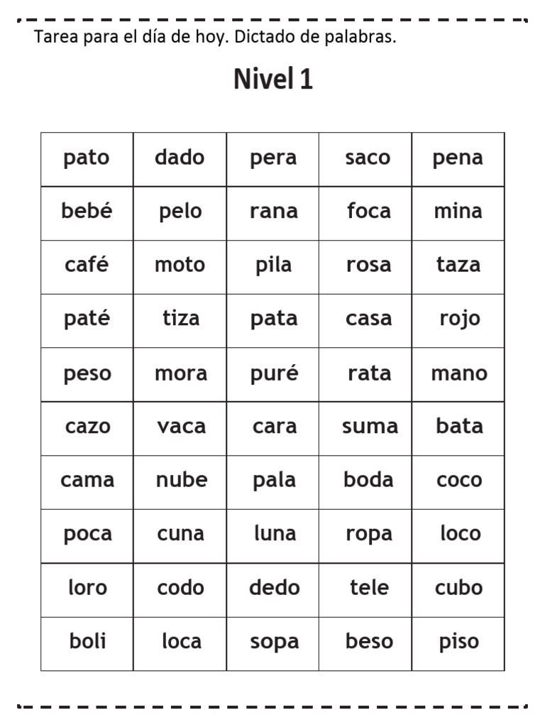 Dictado de Palabras para Primaria | PDF