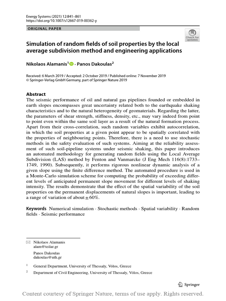 Simulation of Random Fields of Soil Properties by | PDF | Fast Fourier ...
