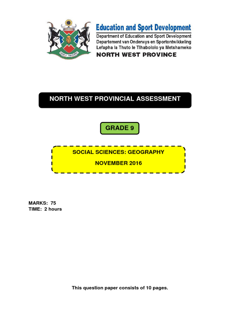 Grade 9 Geography Exam 2016 | PDF | Rock (Geology) | Sustainability