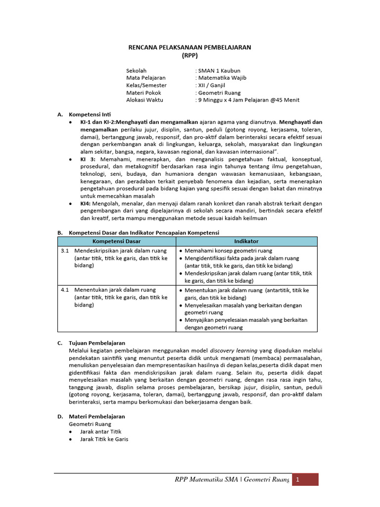 RPP Geografi TTD Sahdi | PDF