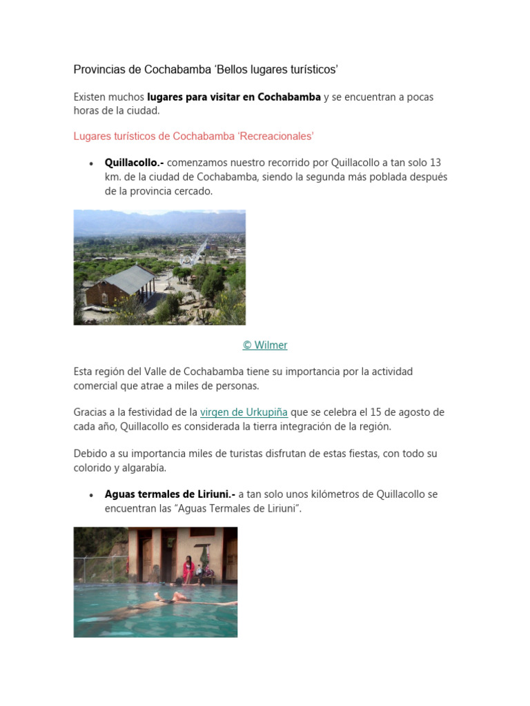 Provincias de Cochabamba | PDF | Turismo | Imperio Inca