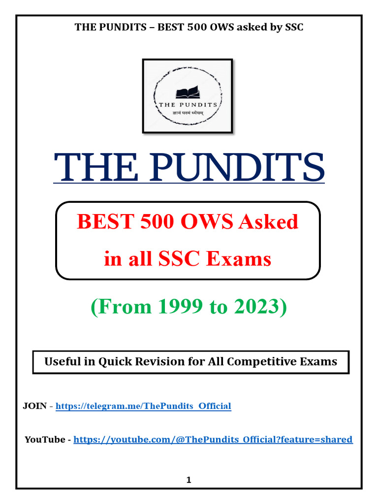 Best 500 Ows (Printable) - The Pundits | PDF