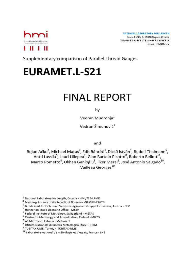 Euramet L-S21 | PDF | Standard Score | Mean