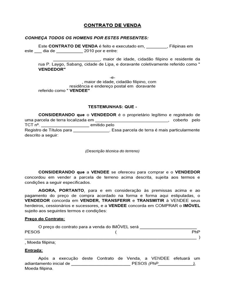 Modelo de Contrato de Venda de Imóvel | PDF | Impostos