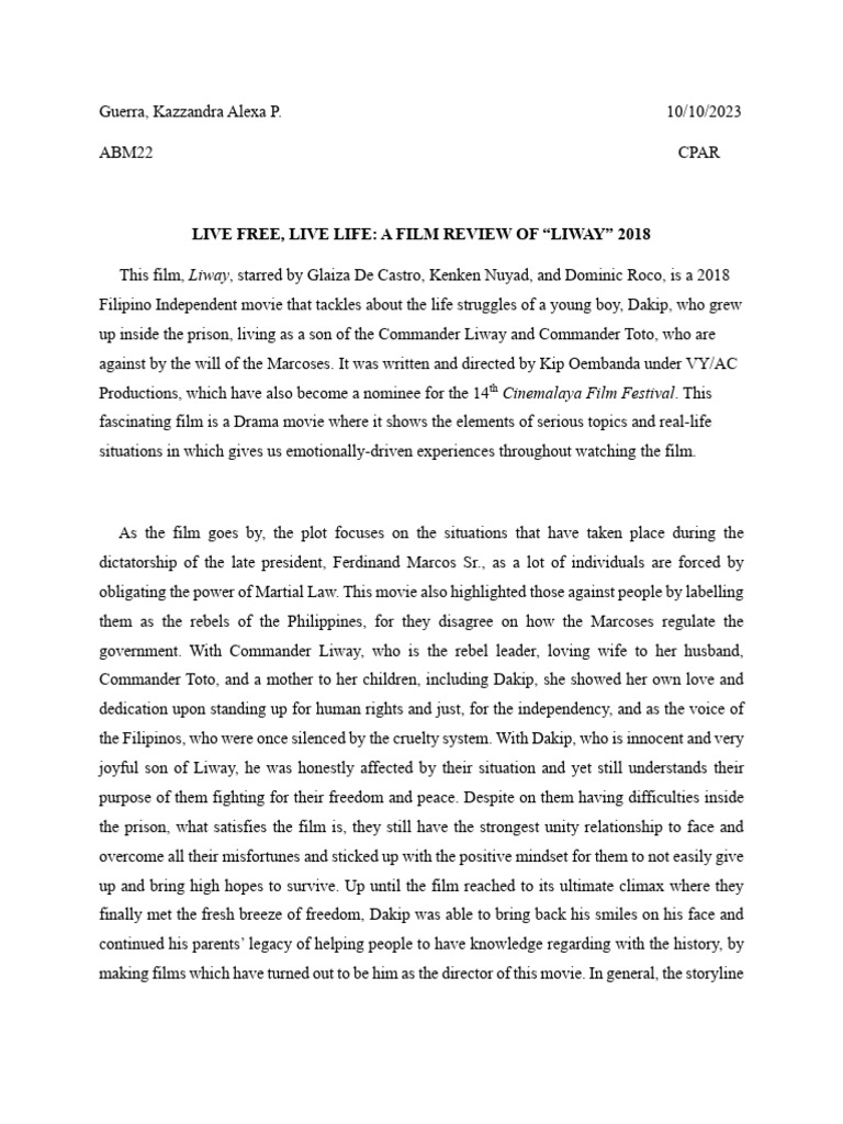 Liway (Film Review) | PDF | Social Science | Art