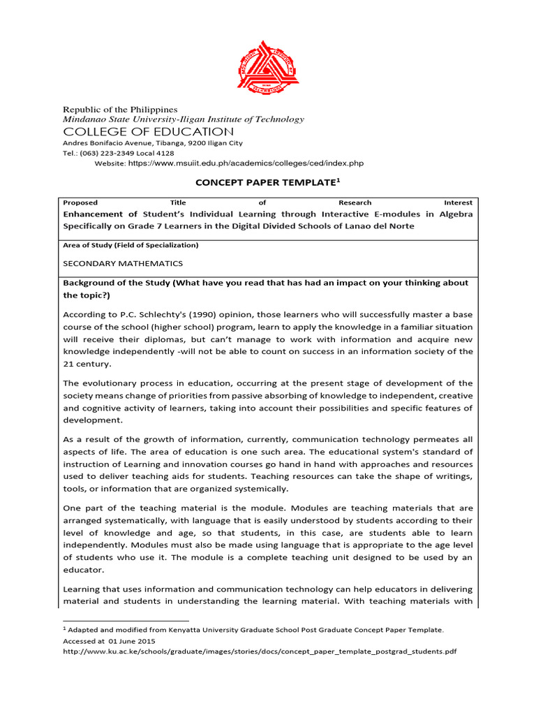 CED FORM - Concept-Paper-Dag-uman | PDF | Social Science